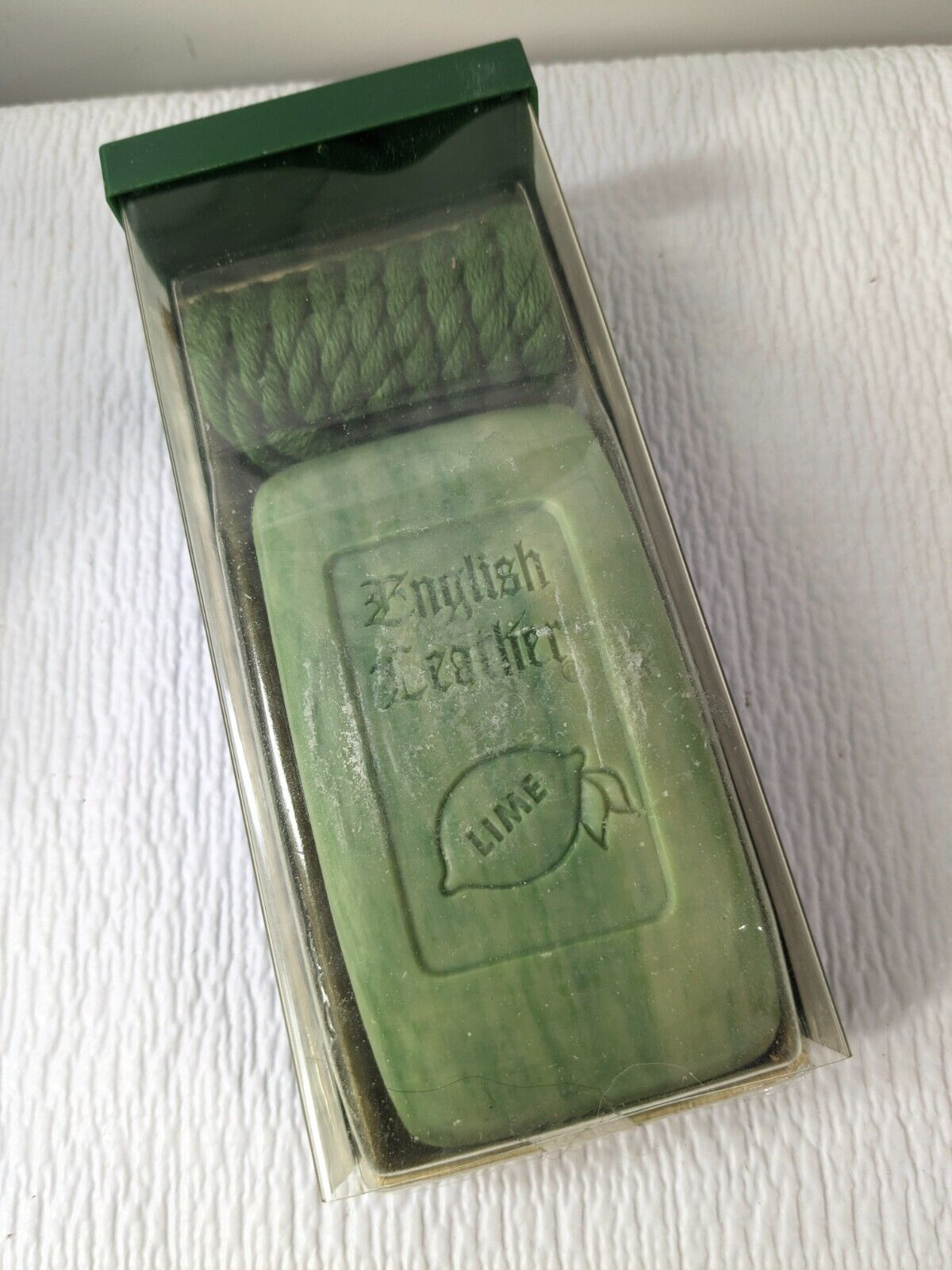 Vintage English Leather Lime Shower Soap On Rope Cord men's green bar ...