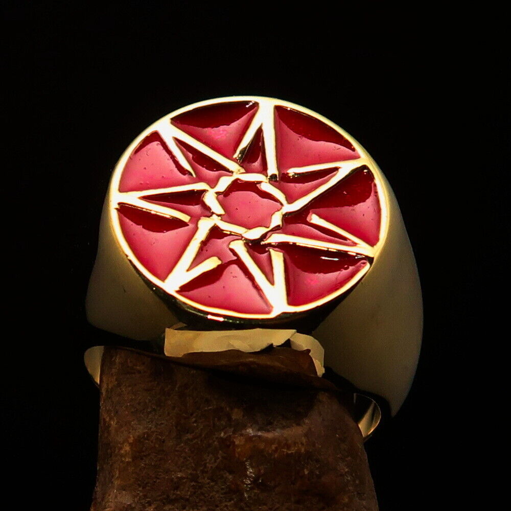 Men's Pinky Ring red Heptagon seven sided Polygon Heptagram - Solid ...
