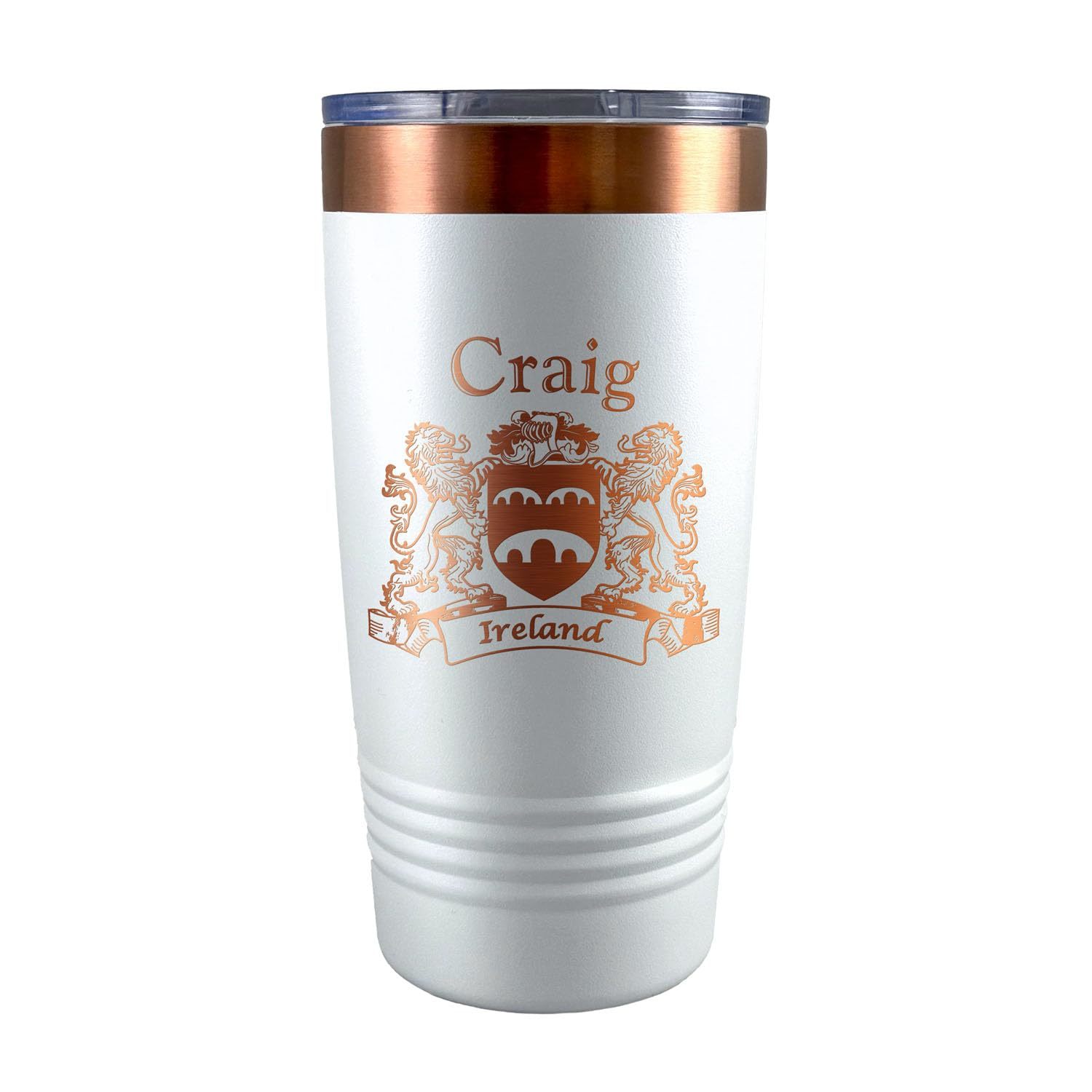 Craig Irish Coat of Arms White Rose Travel Mug - Equipment