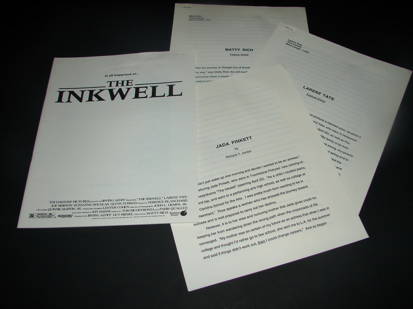 1994 THE INKWELL Movie Press Kit Production Notes Pressbook - 1990-99