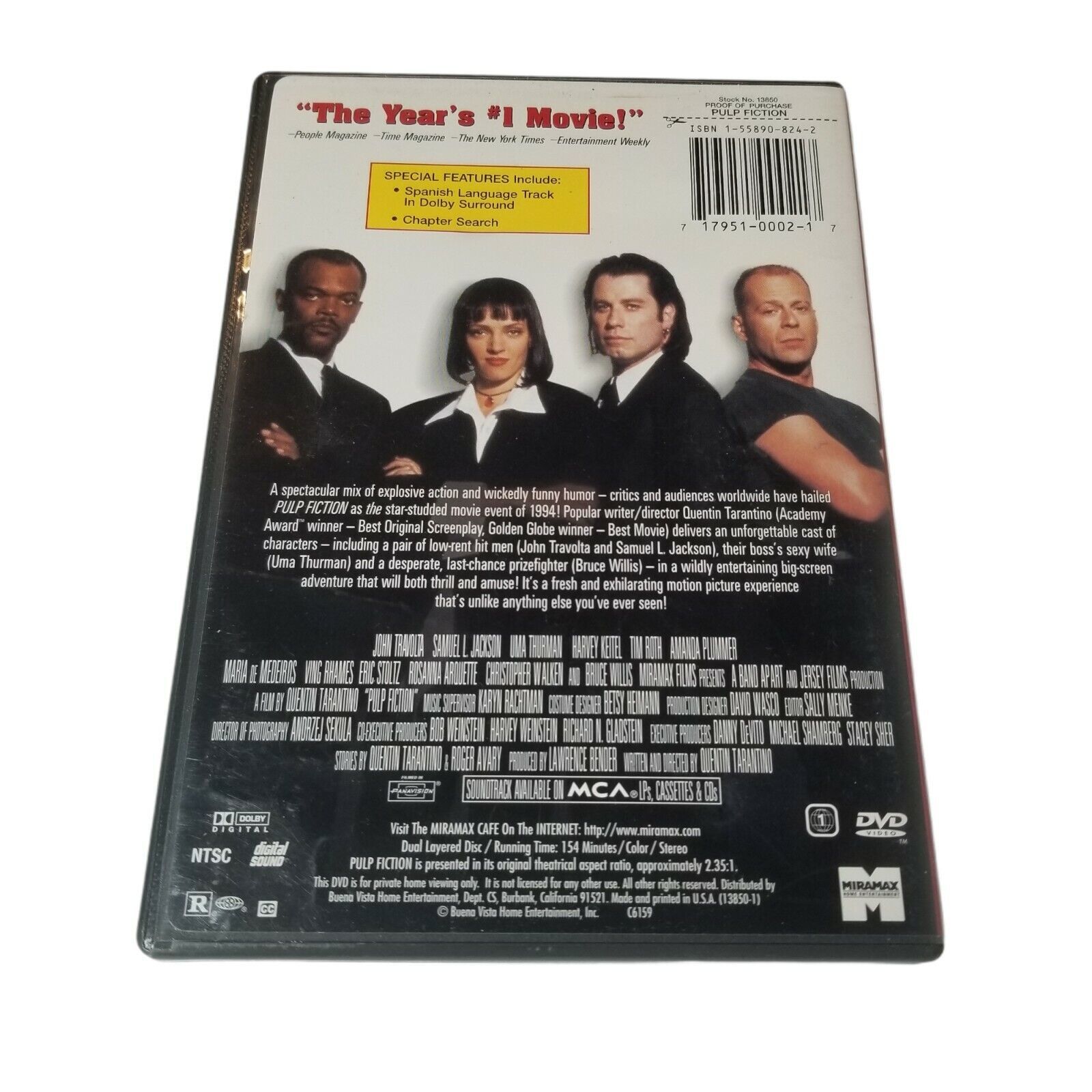 Pulp Fiction DVD 1998 Wide Screen John Travolta Samuel L Jackson Uma ...