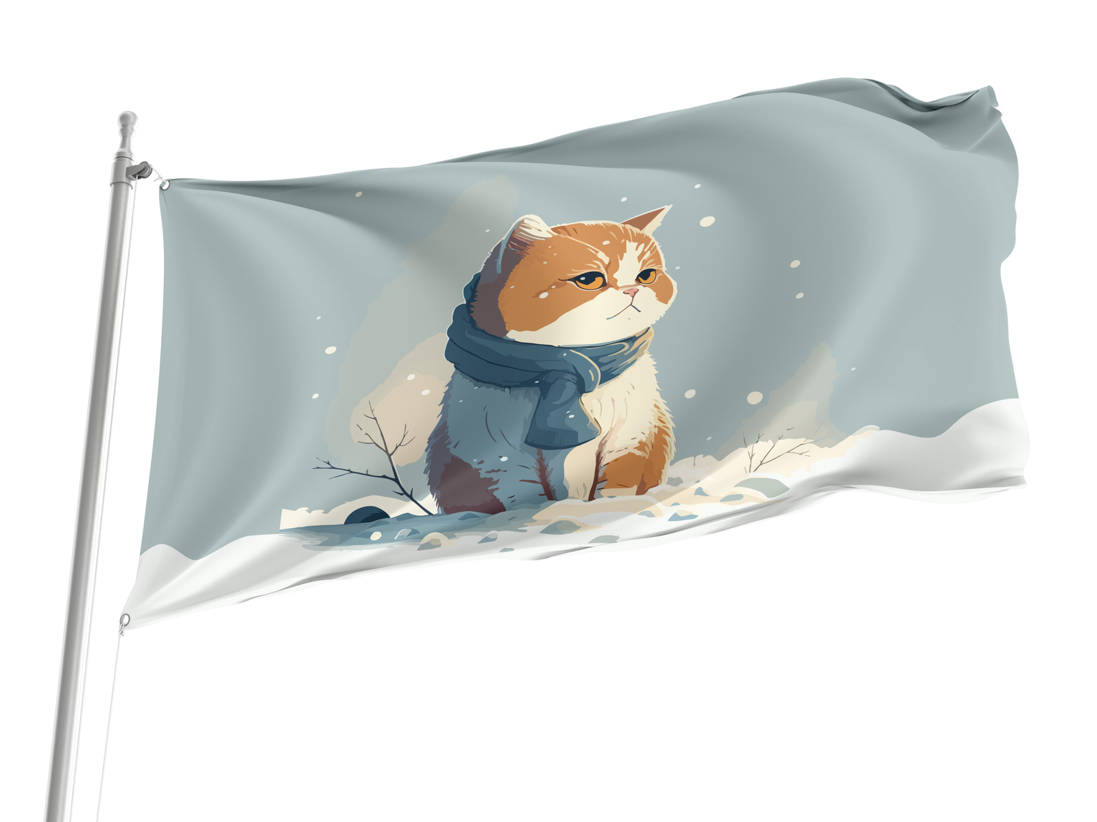 Cat in the snow Flag 3x5 outdoor, Size -3x5Ft / 90x150cm, Garden flags ...