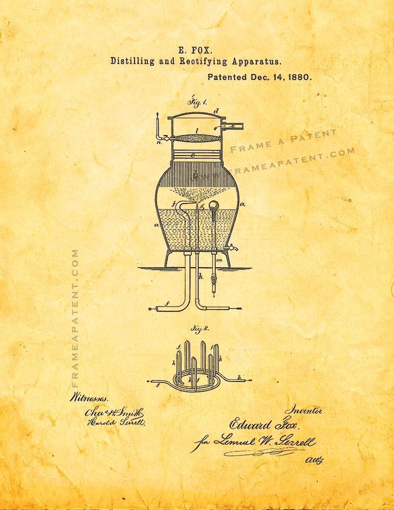 Distilling And Rectifying Apparatus Patent Print - Golden Look - Art ...