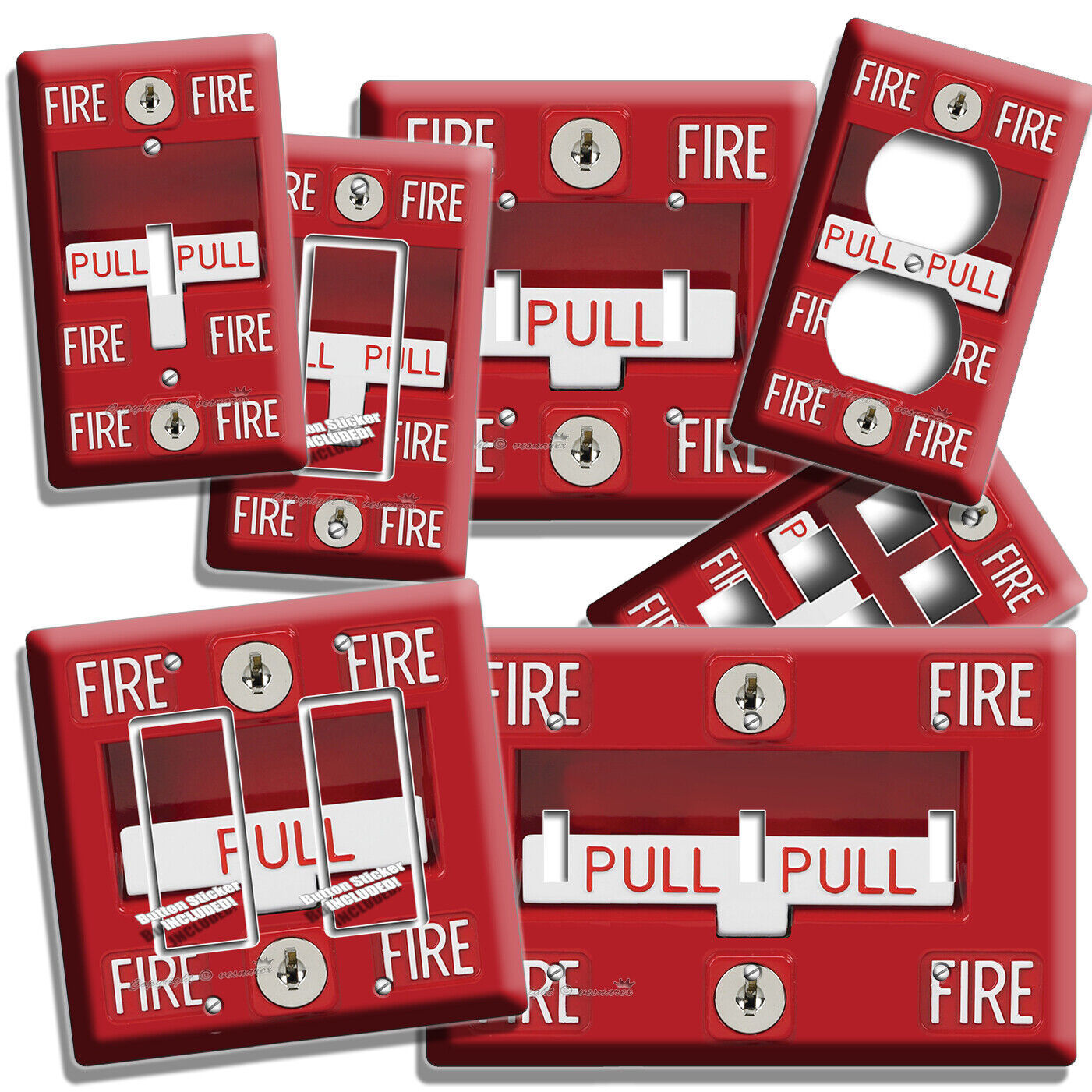 FIRE ALARM PULL DOWN LIGHT SWITCH OUTLET WALL PLATES MAN CAVE TV ROOM ...