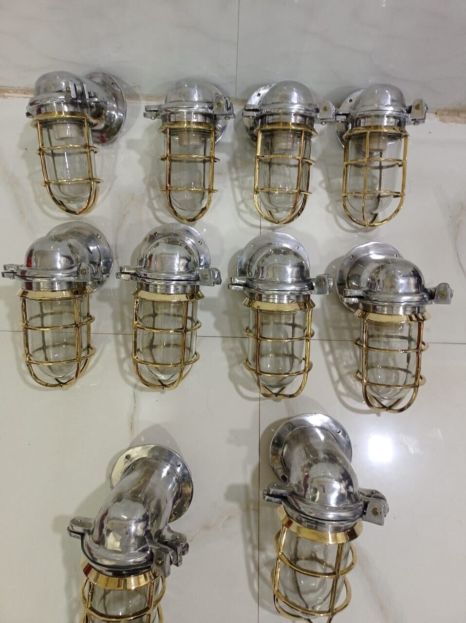 Japanese Naval Patt Passageway Wall Light – Brass Cage Lot Of 10 ...