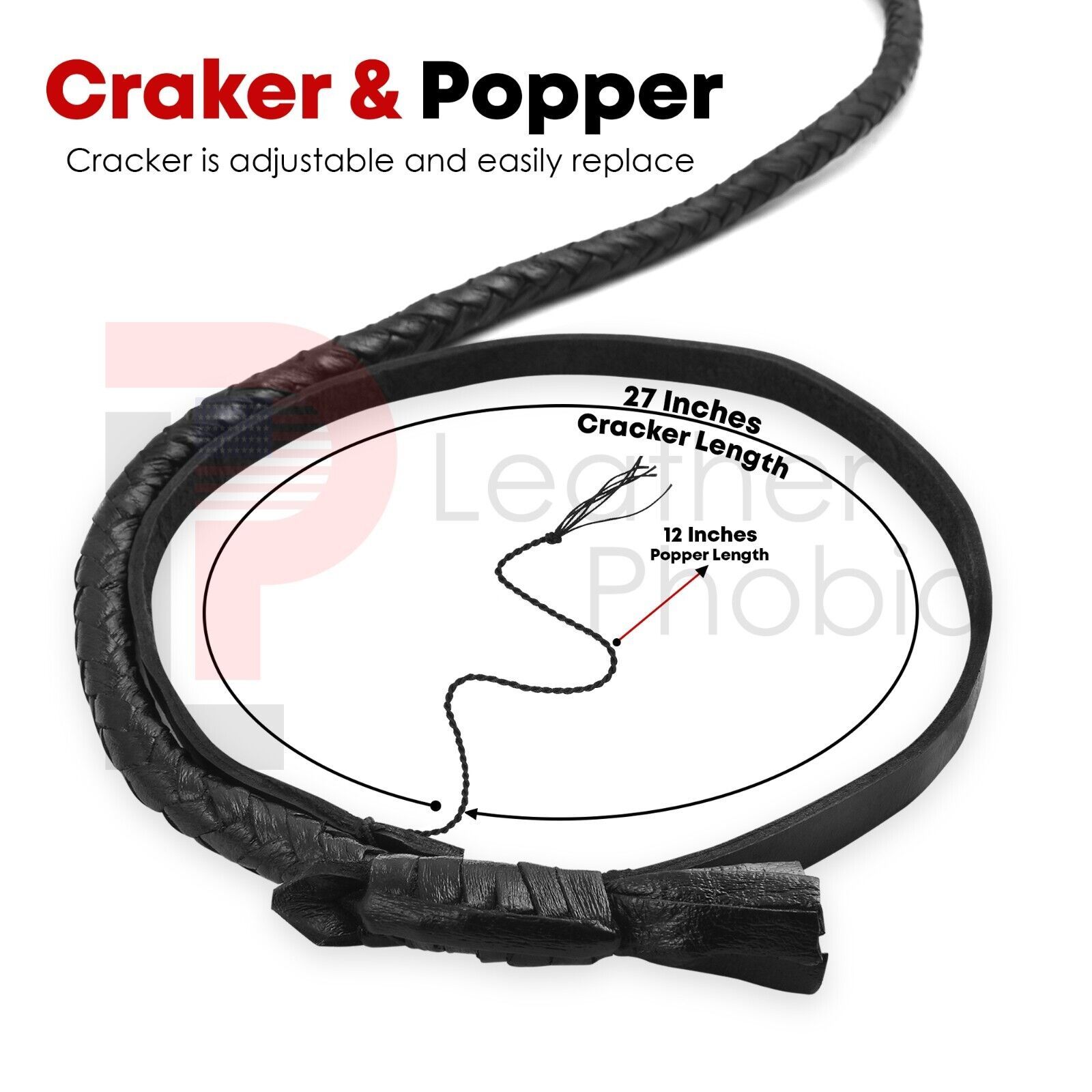 Genuine Cow Hide Leather Bullwhip 08 Feet Long Black 12 Plaits Heavy ...