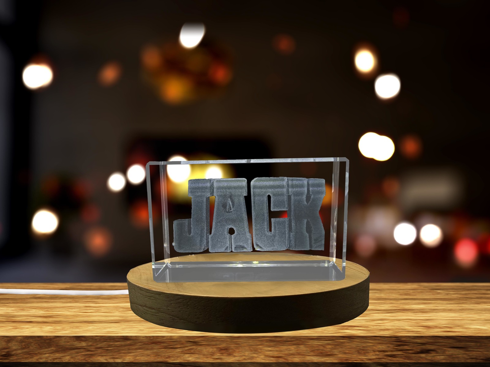 LED Base included | jack - Names Art 3D Engraved Crystal - Frames