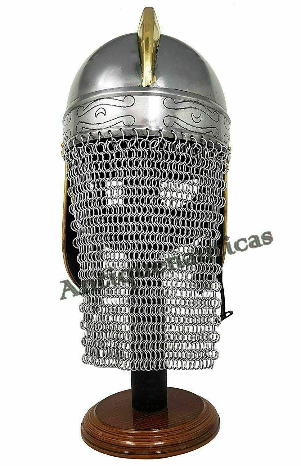 VALSGRADE Helm mit Kettenhemd Wearable SCA LARP mit Ständer Mittelalter ...