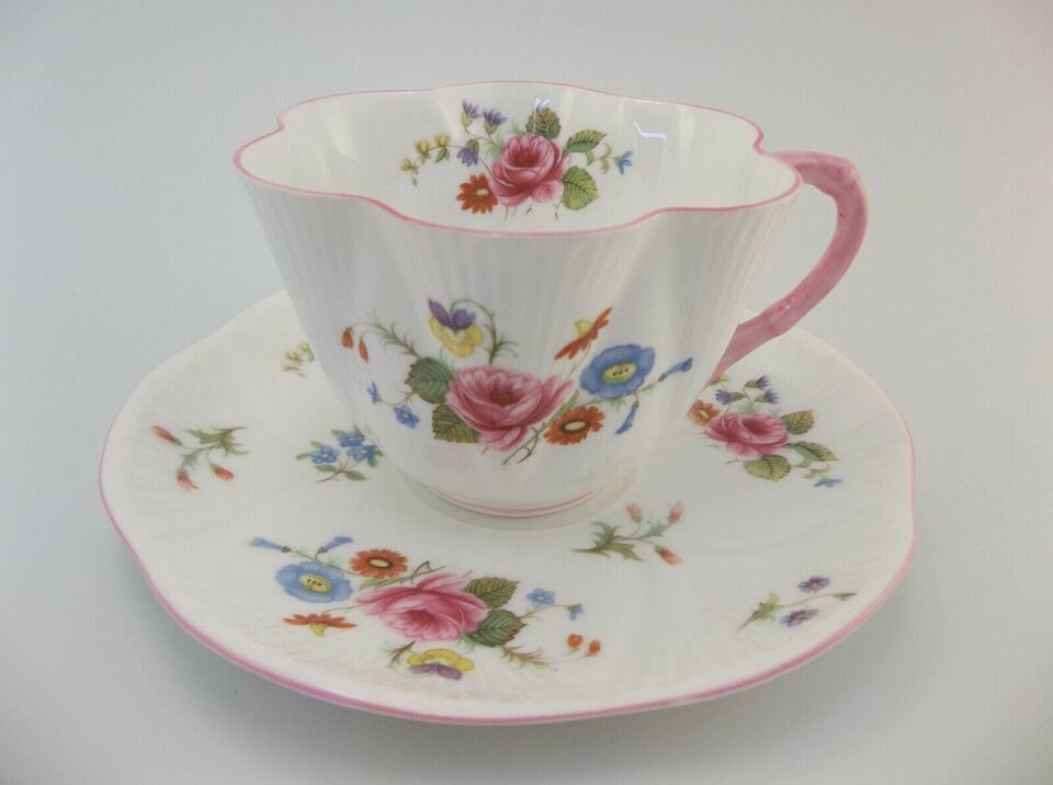 Shelley English Dainty Tea Cup Saucer Set Bone China Pink Roses Flowers ...