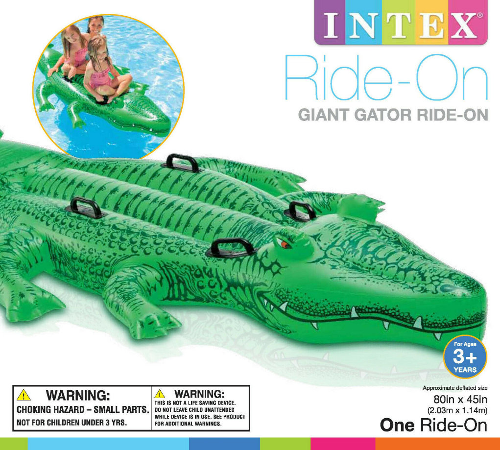 Intex 80" Giant Gator Inflatable Ride-On Pool Float - Pool Equipment ...