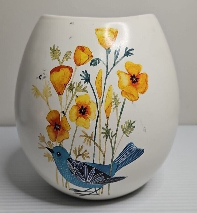 Hallmark Porcelain Spring Bluebird Yellow Flower Vase With Teal Blue ...