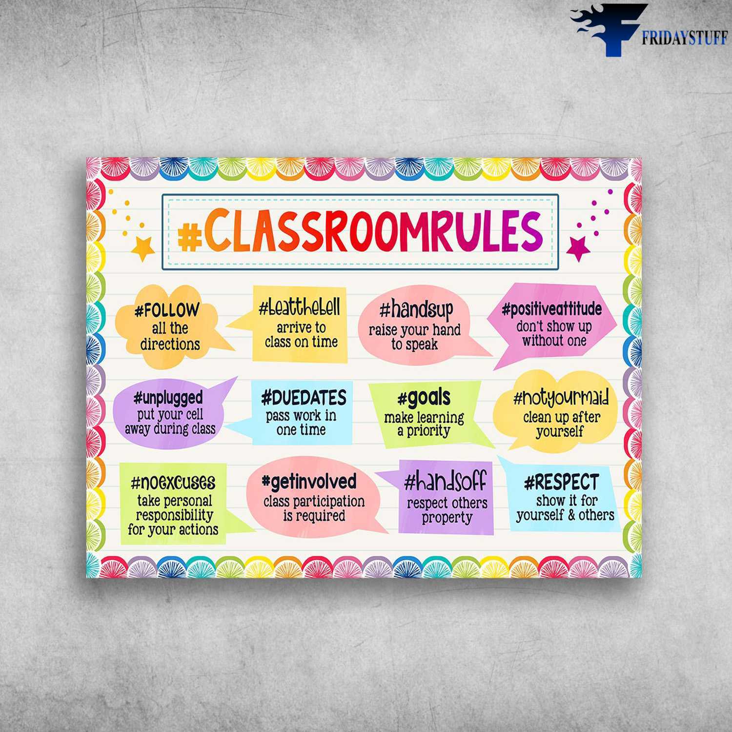 Classroom Poster Classroom Rules Follow All The Directions Leatthebell ...