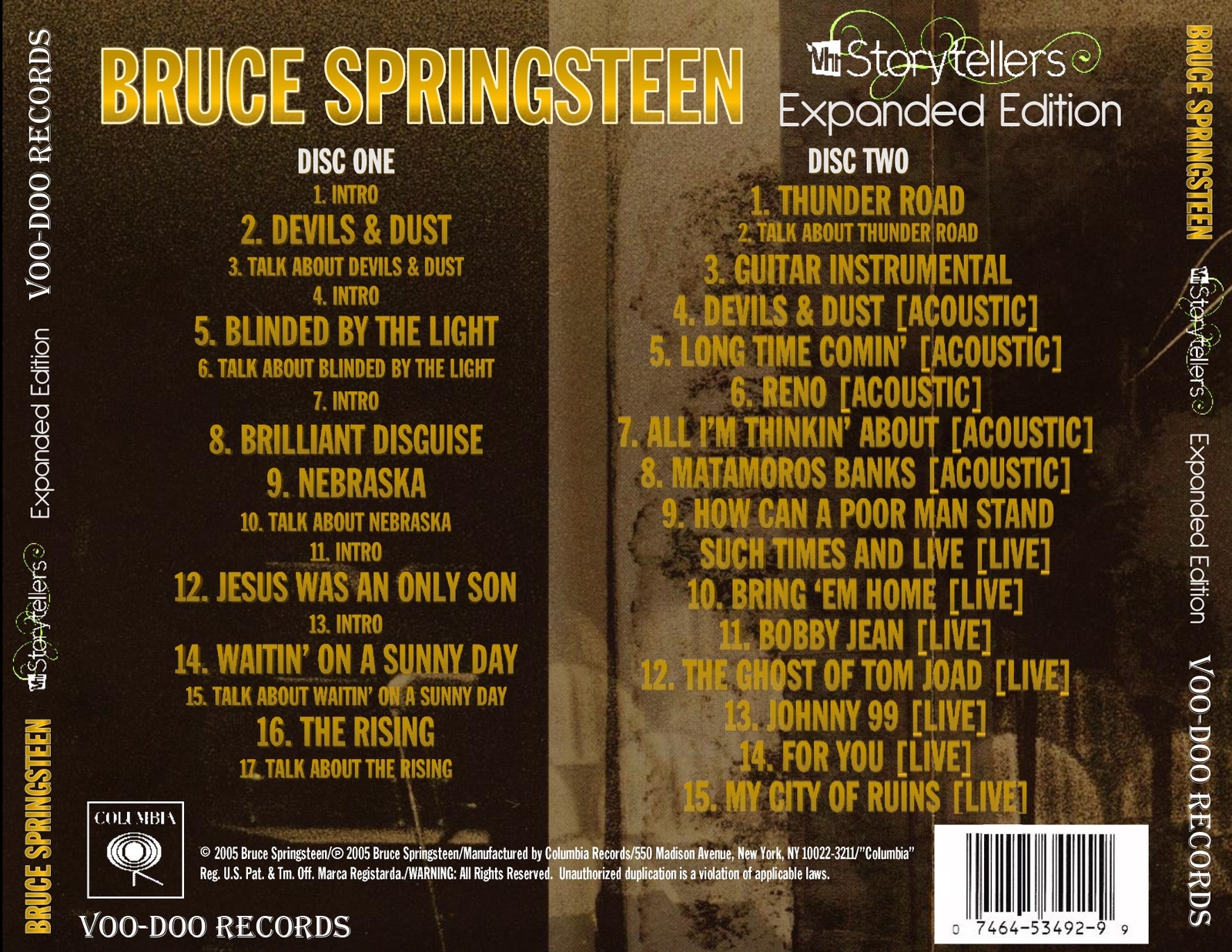 Bruce Springsteen VH1 Storytellers Expanded Edition 2-CD Devils & Dust ...