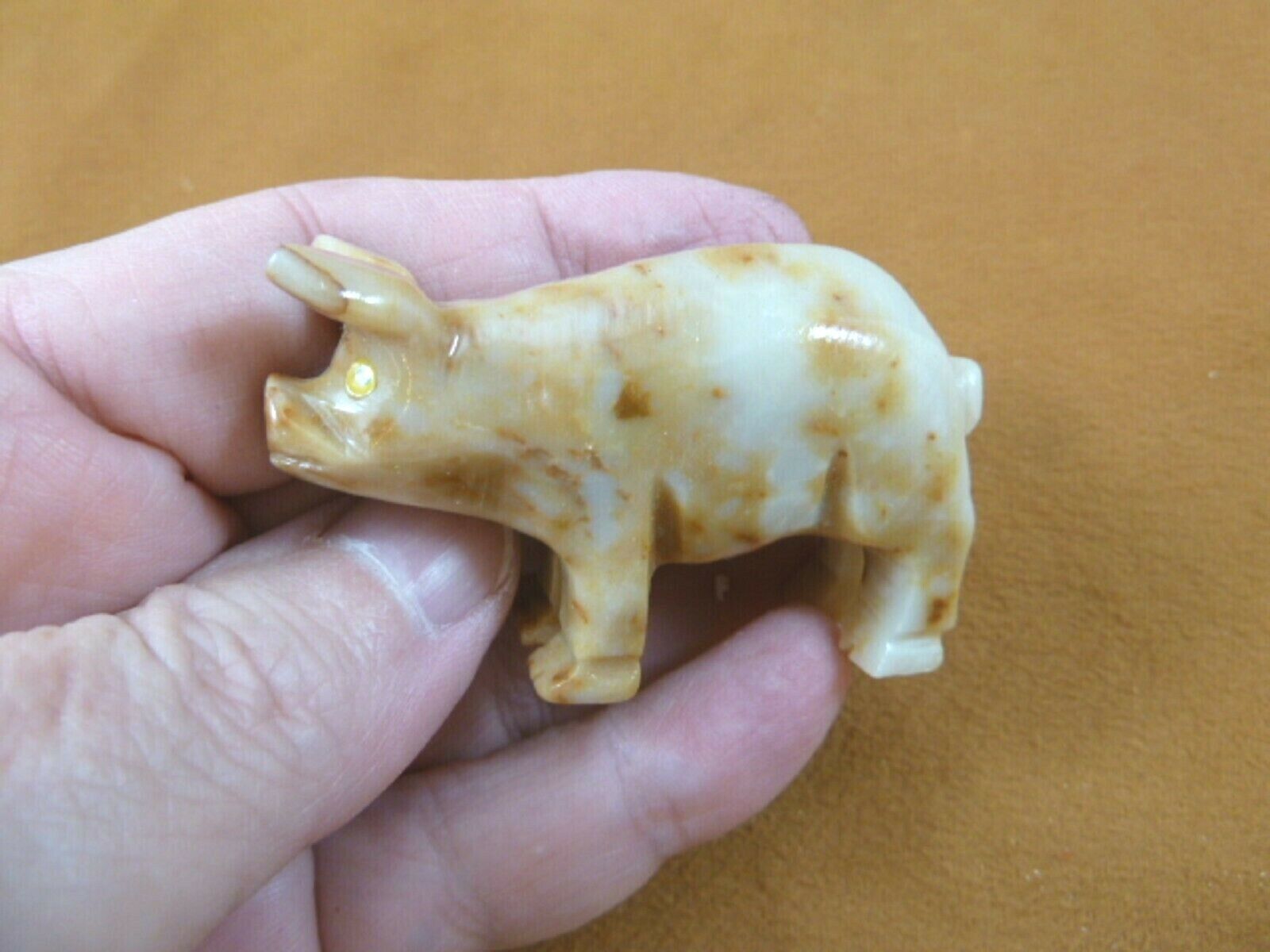(Y-PIG-ST-302) yellow tan white PIG carving pigs SOAPSTONE PERU ...