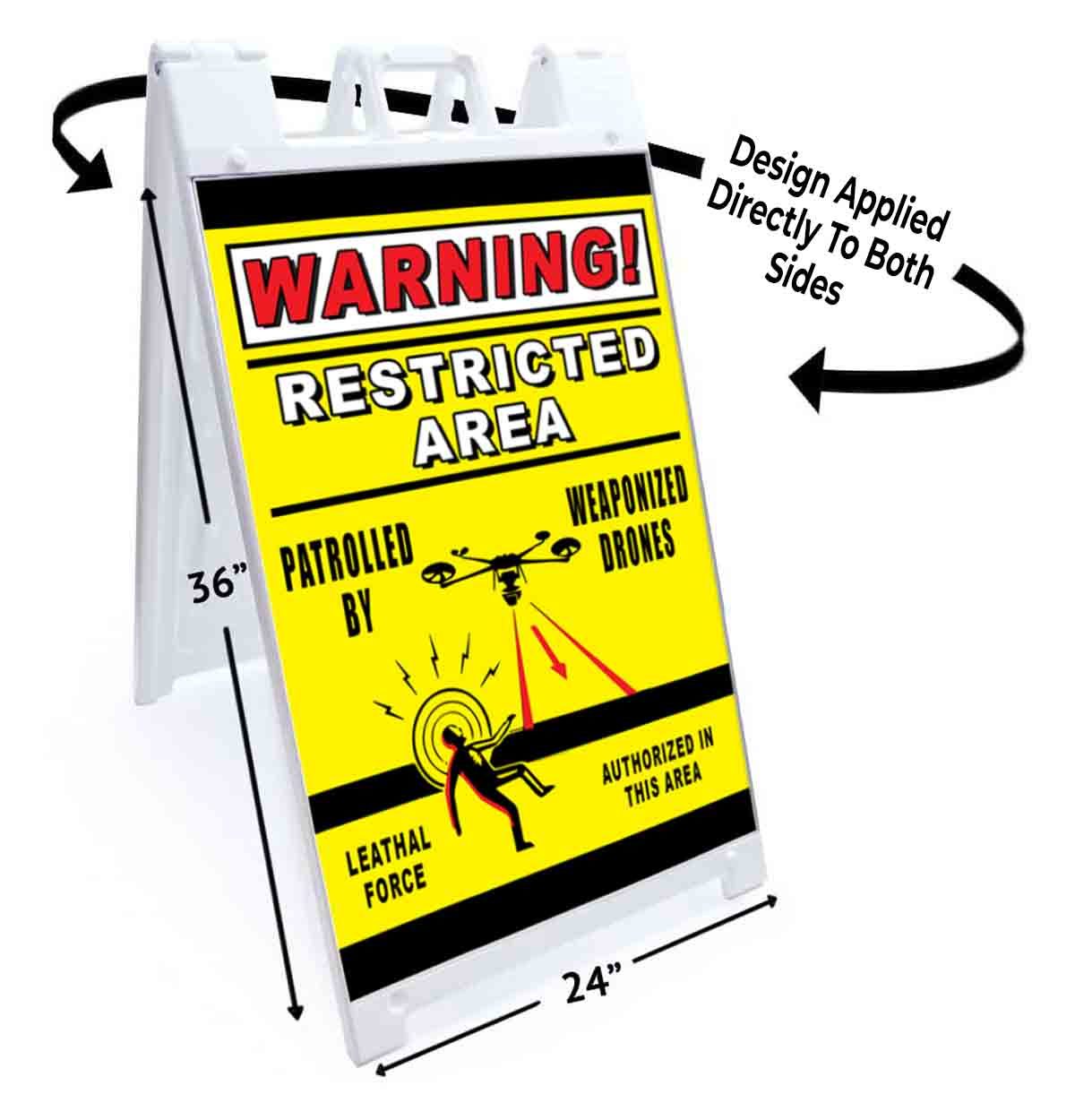 WARNING RESTRICT AREA Signicade 24x36 Aframe Sidewalk Decal Sign Banner ...
