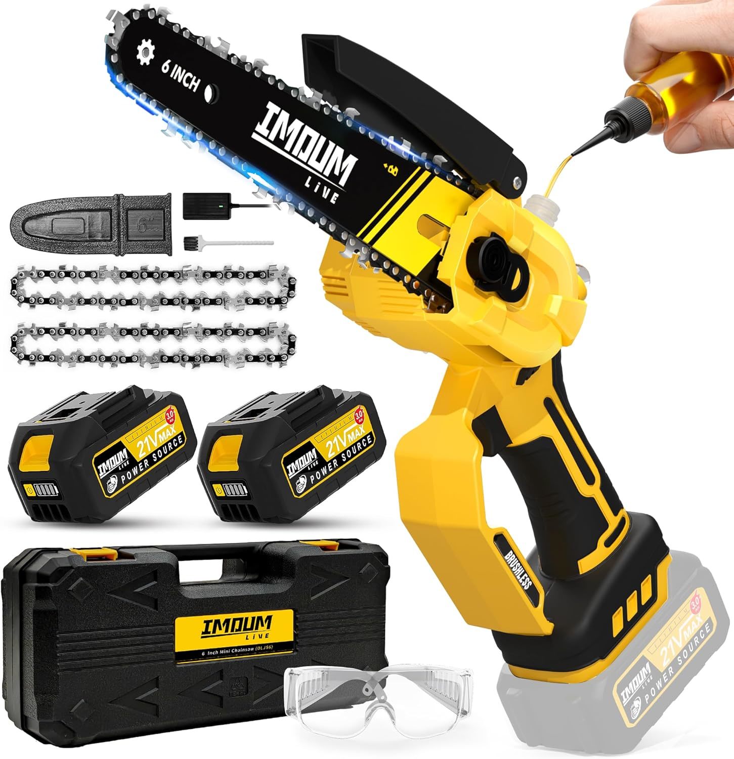 Mini Chainsaw Cordless 6 Inch, 32Ft/S Fast Powerful Cutting,, Upgrade ...