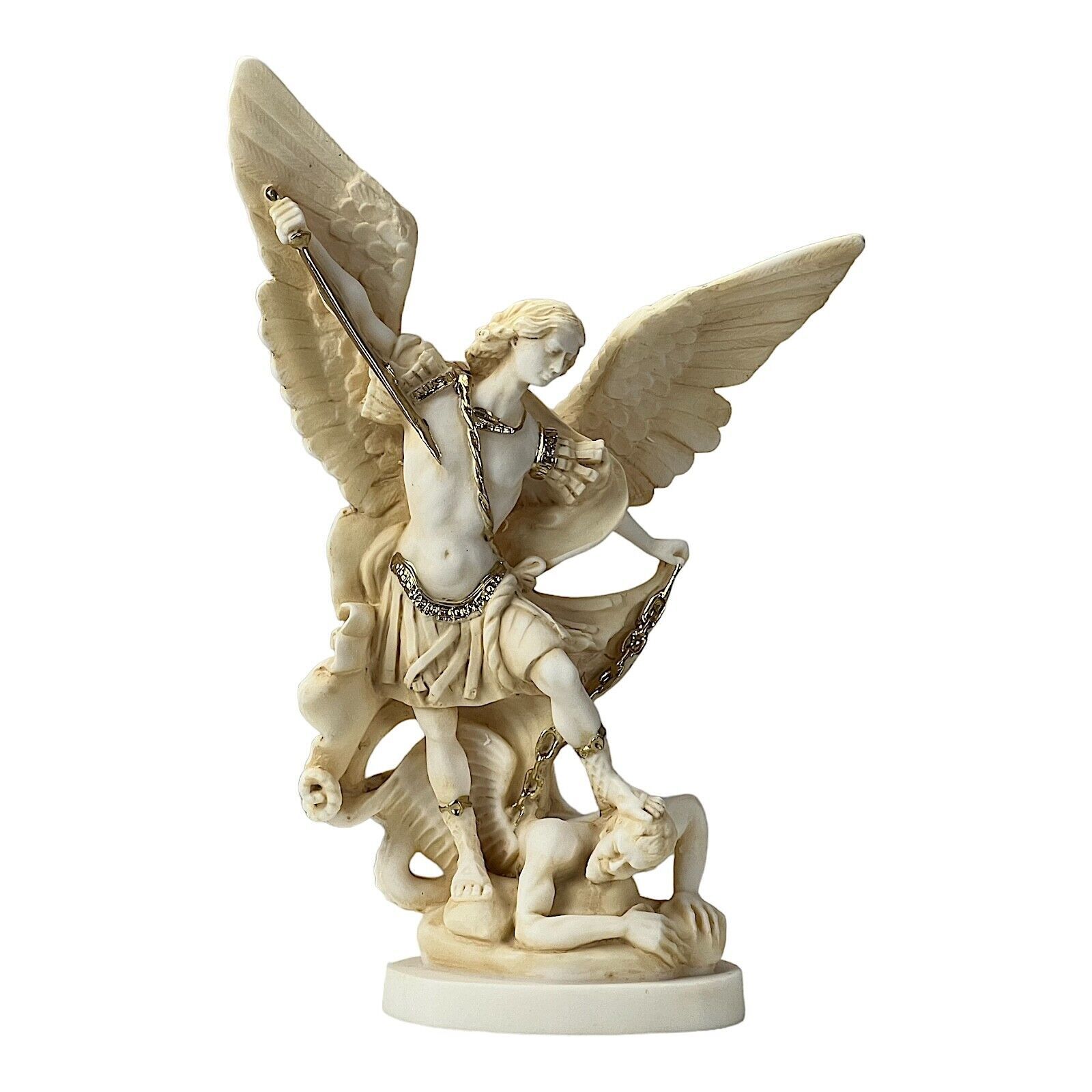 Saint St Michael Archangel Defeated Lucifer Greek Statue Painted Figure ...