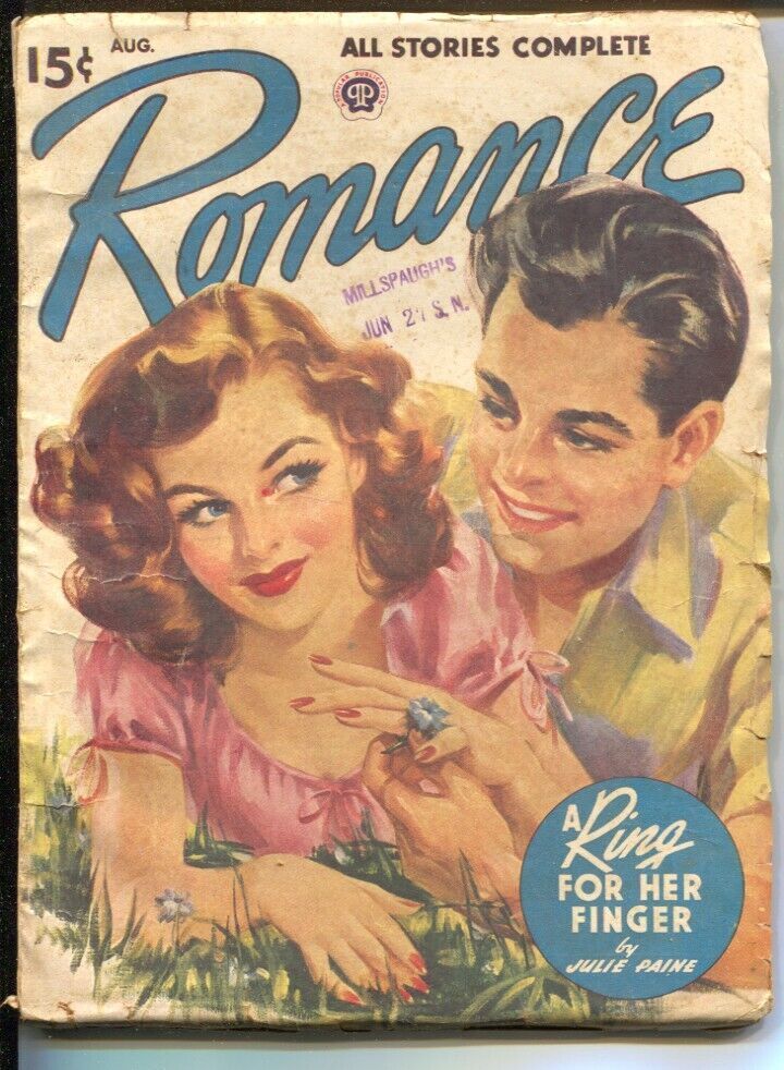 Romance 8/1947-spicy cover art-pulp romance-Viola Cornett-VG - Magazines