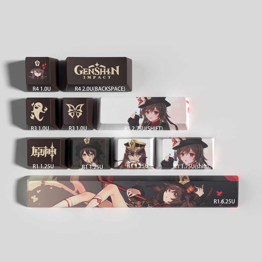 Genshin Impact Themed Keycaps Hutao PBT heat-sublimation keycaps 10 ...