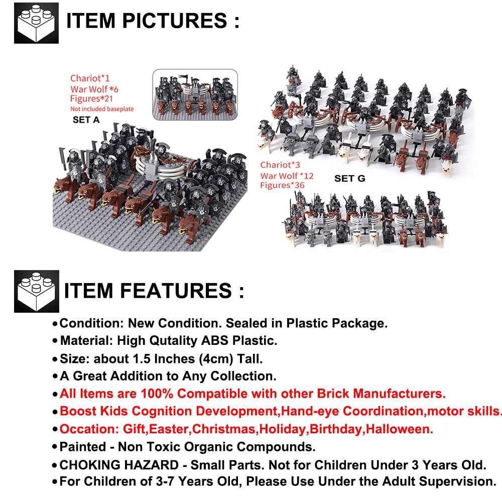 204pcs LOTR Uruk-Hai & Gundabad Orcs Army Legion Collection Minifigures Toys - Building Toy ...