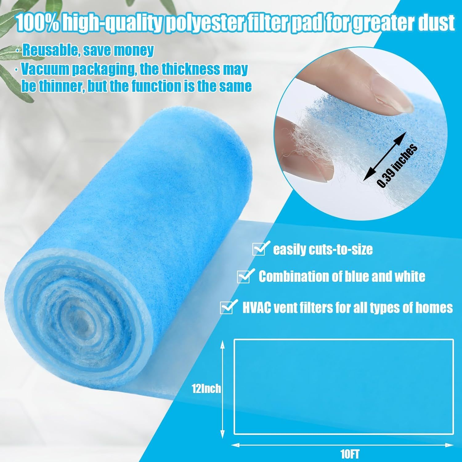 Merv 6 Reusable Air Vent Filter Cut To Size Electrostatic, 12 Inches X ...