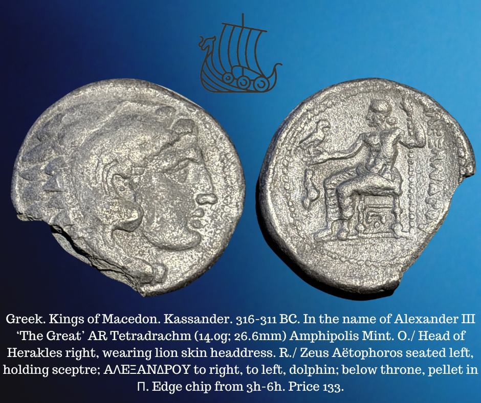 316-311 BC Greek Macedon Kassander Alexander III The Great AR ...