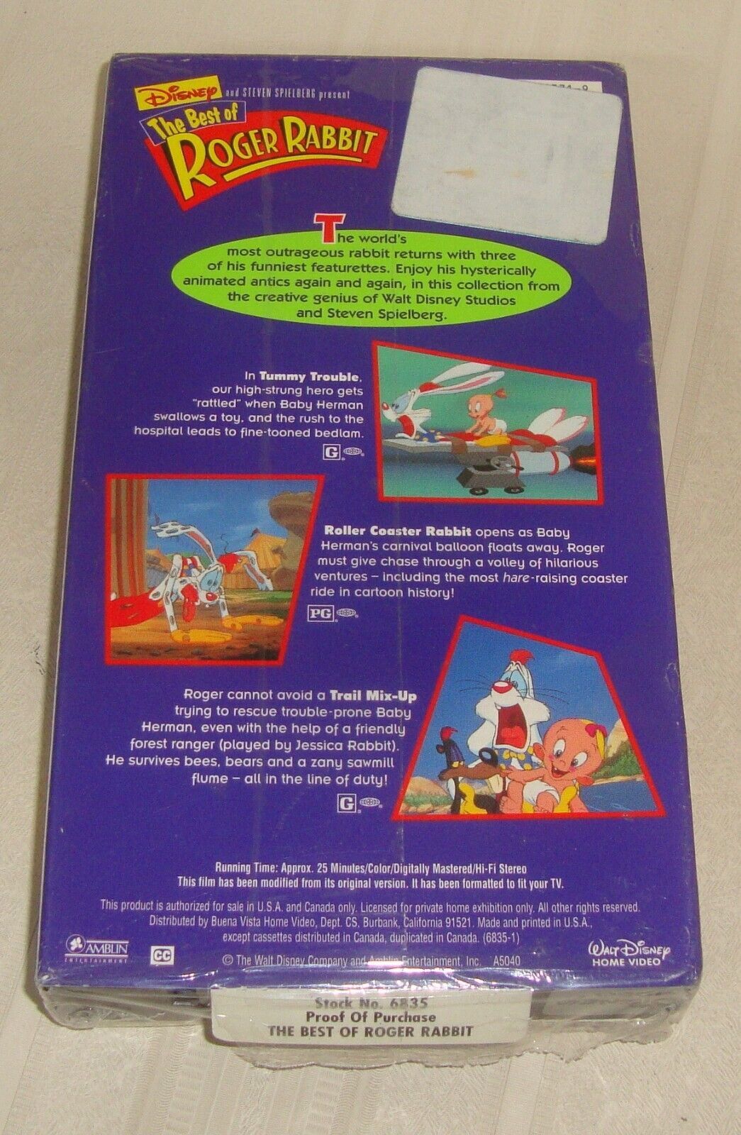 1996 The Best of Roger Rabbit VHS Video Tape Disney Spielberg New - VHS ...