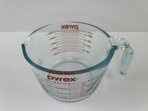 Vintage Glass PYREX Measuring Cup 4-Cup 1 Quart 32oz 1 Liter Red ...