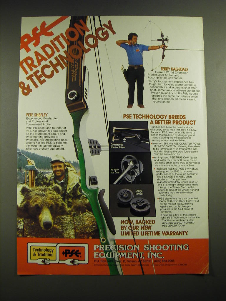 1985 Precision Shooting Equipment Archery Ad - Pete Shepley, Terry Ragsdale - 1980-89