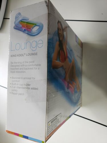Intex King Kool Lounge Floating Swimming Pool Lounger Blue Headrest ...
