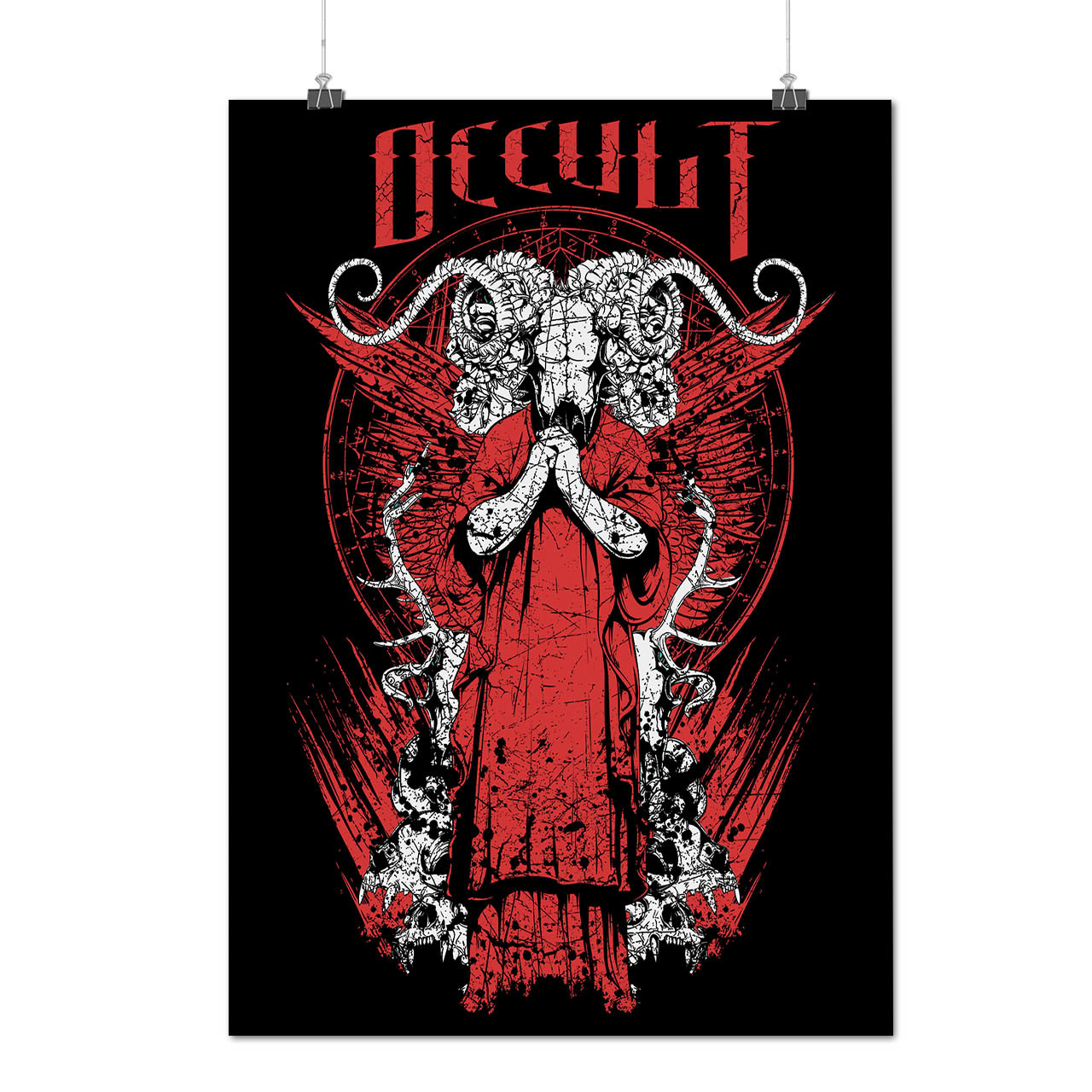 Occult Satan Devil Skull Horror Goat Matte/Glossy Poster A0 A1 A2 A3 A4 ...