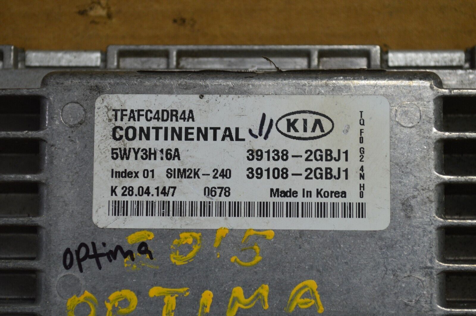 14-15 Kia Optima Engine Control Unit ECU 391382GBJ1 Module 738-2A1 ...