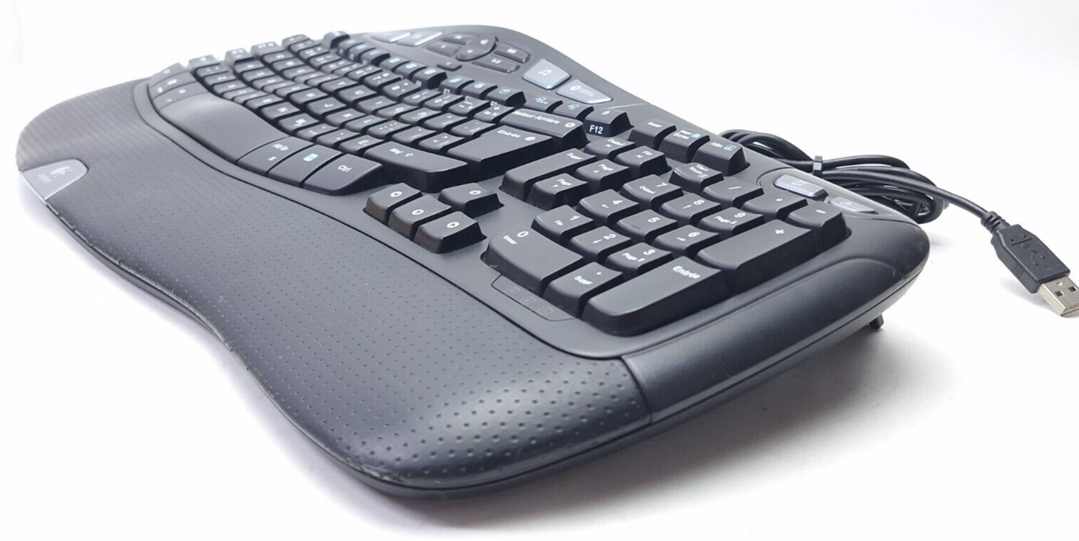 Logitech Wave Y-UV90 Ergonomic Wired Corded USB Keyboard FRENCH/TESTED ...