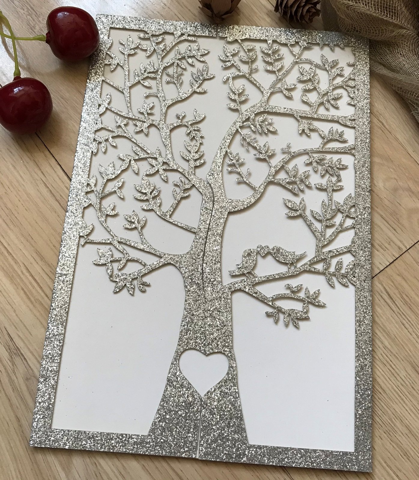 50pcs glitter gold Love Tree laser cut invitations,Laser Cut wedding ...