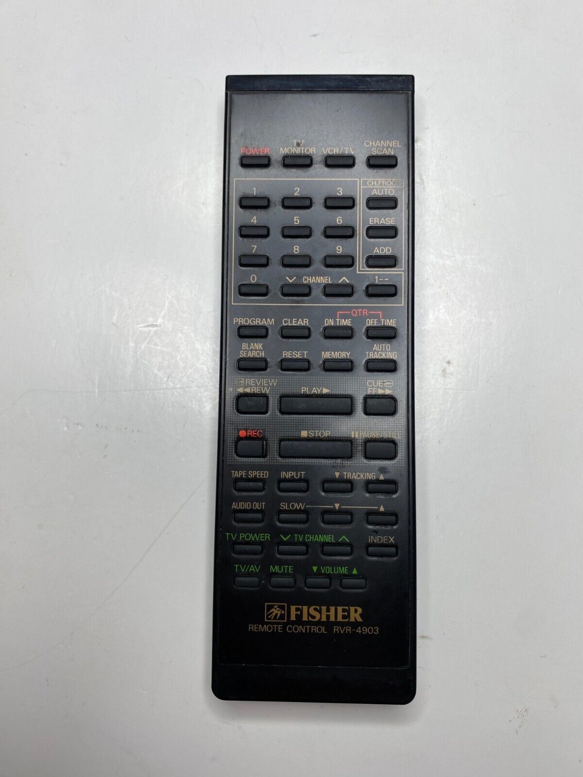 Fisher RVR-4903 TV / VCR Remote Control, Black - OEM Original Vintage ...