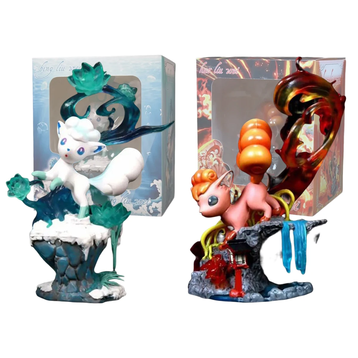 Pokemon Animation Game Peripheral Toys Vulpix Alola Region Statue Model ...