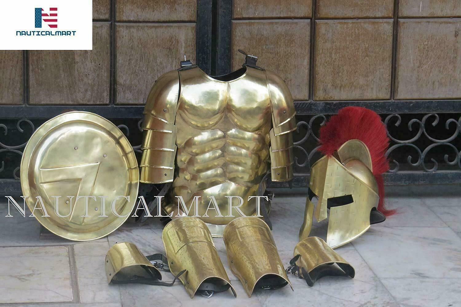 NauticalMart Roman Muscle Armor Set Cuirass Spartan Helmet,Leg &Arm ...