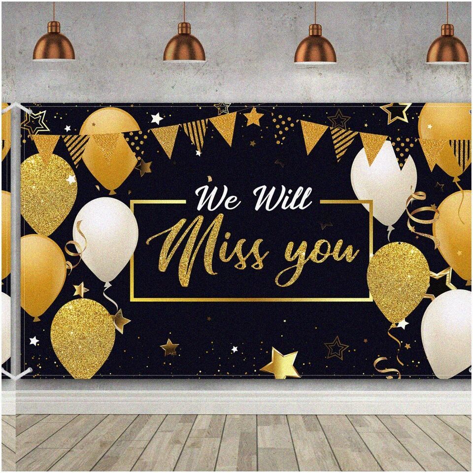 Farewell Fiesta Décor - Jumbo Miss You Backdrop: Memorable Goodbye ...