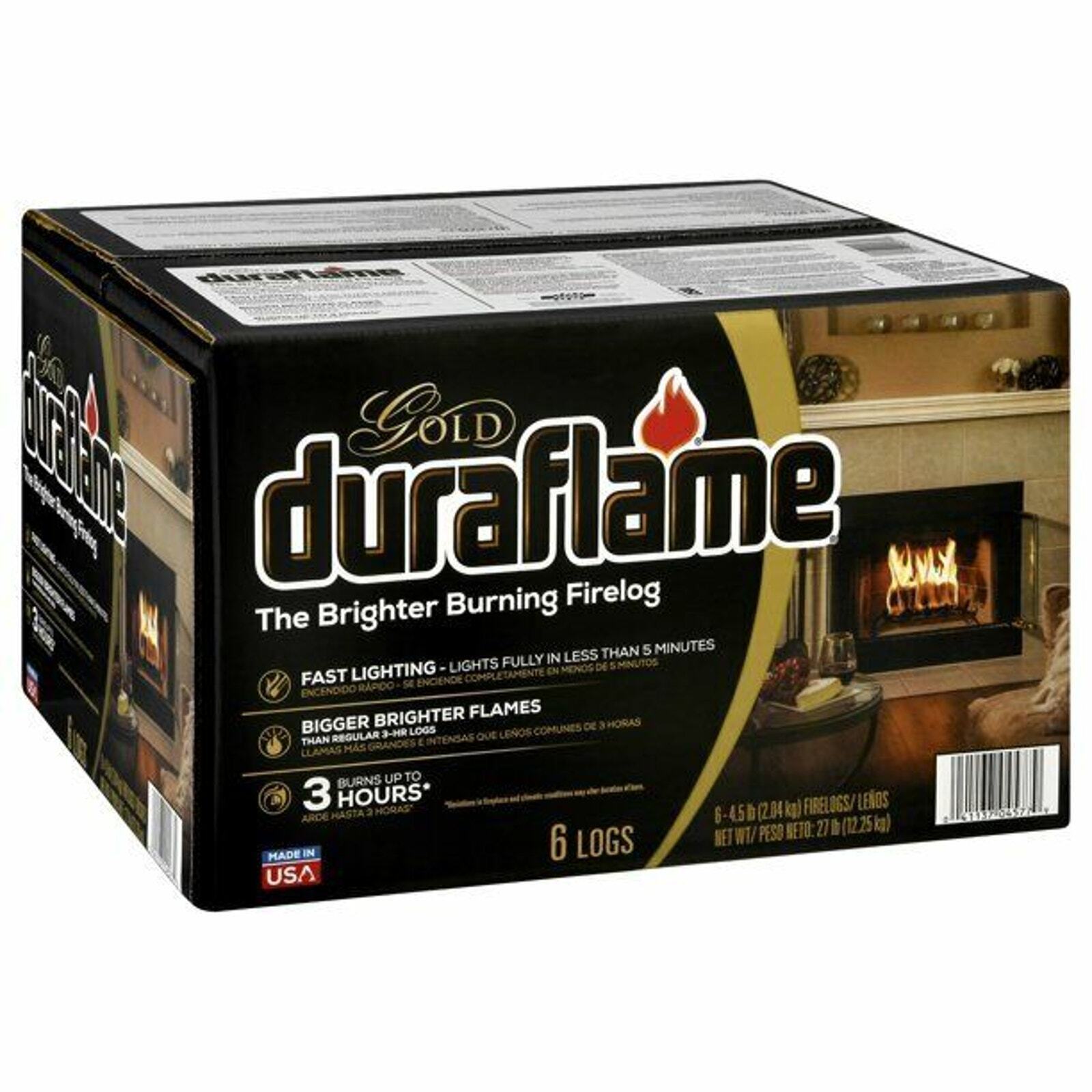 6 Pack Gold Ultra Premium Fire Logs 3 Hour Burn Duraflame Fireplace Log ...