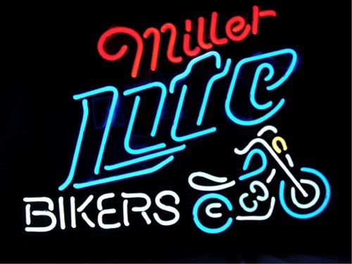 Miller Lite Motorcycle Bikers Neon Light Sign 18" x 12" - Miller