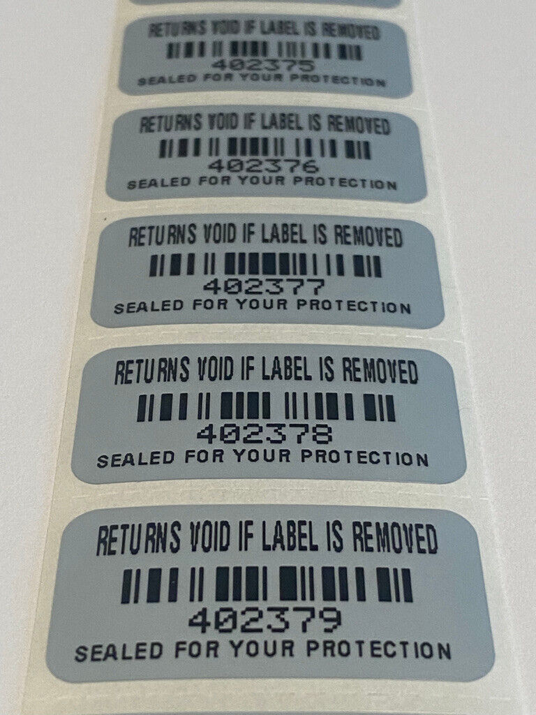 100 RETURNS VOID IF LABEL IS REMOVED-BARCODE-SERIAL NUMBERING-STICKERS ...