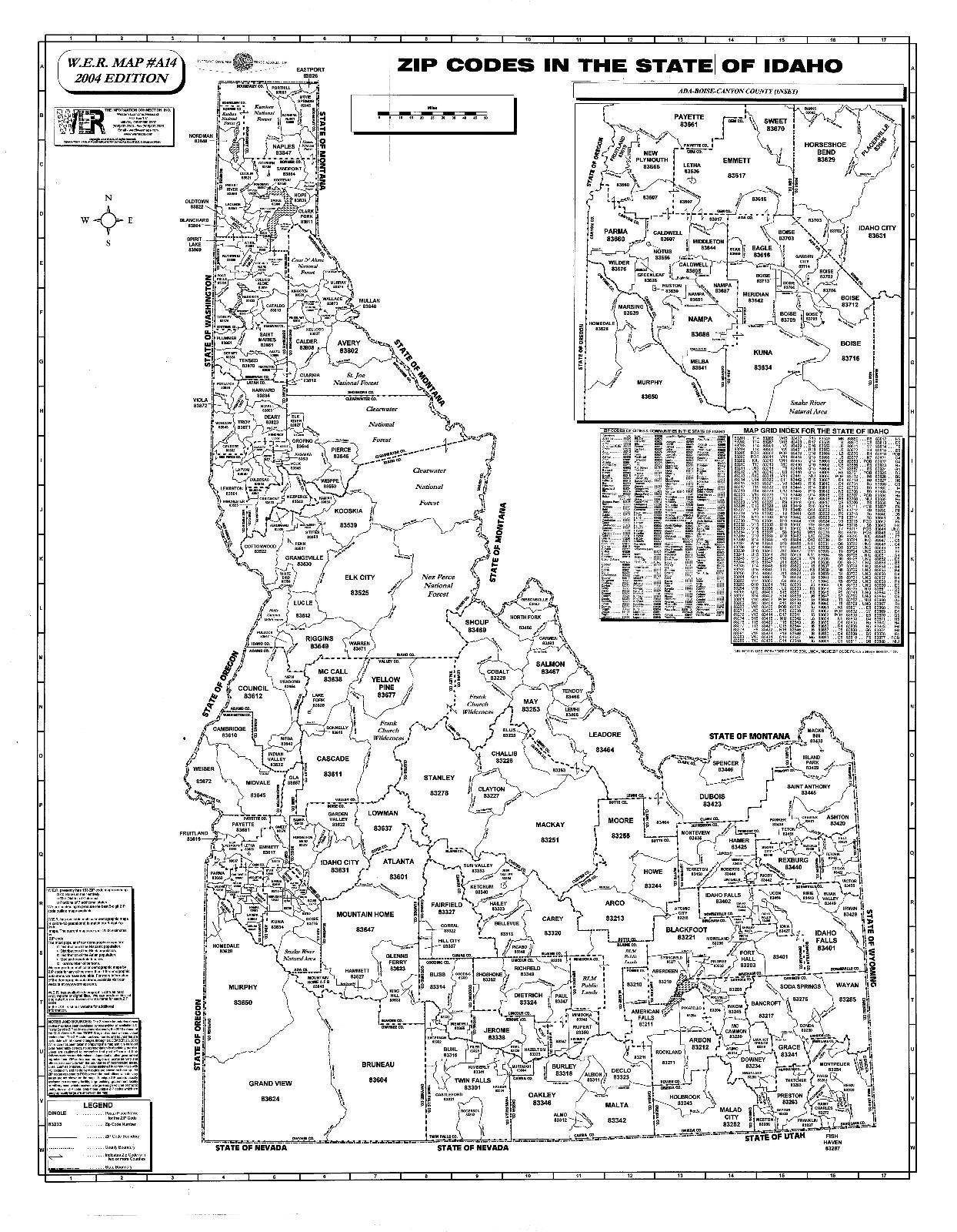 Idaho Laminated Zip Code Wall Map - Maps & Atlases