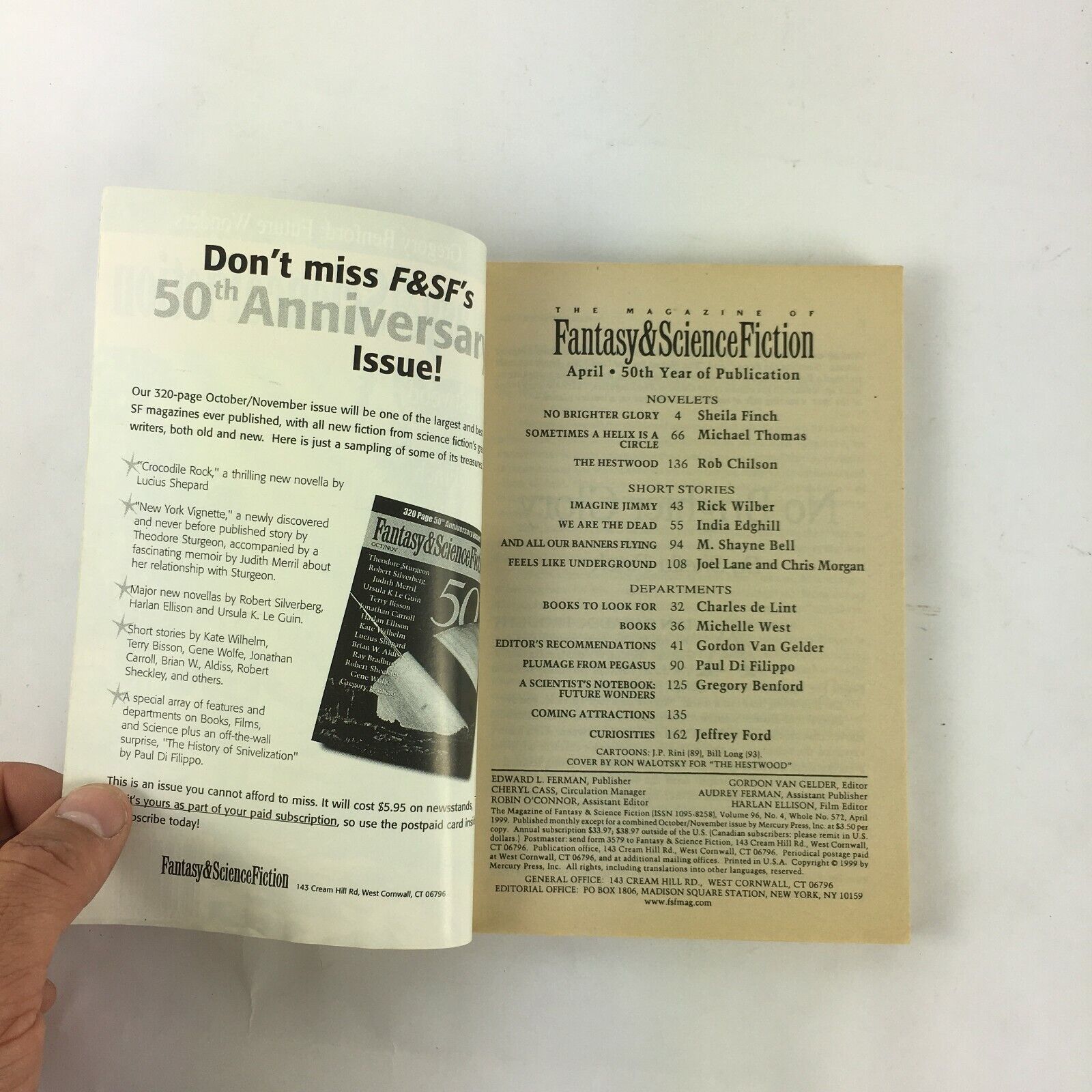 April Fantasy & Science Fiction Magazine The Hestwood Rob Chilson ...