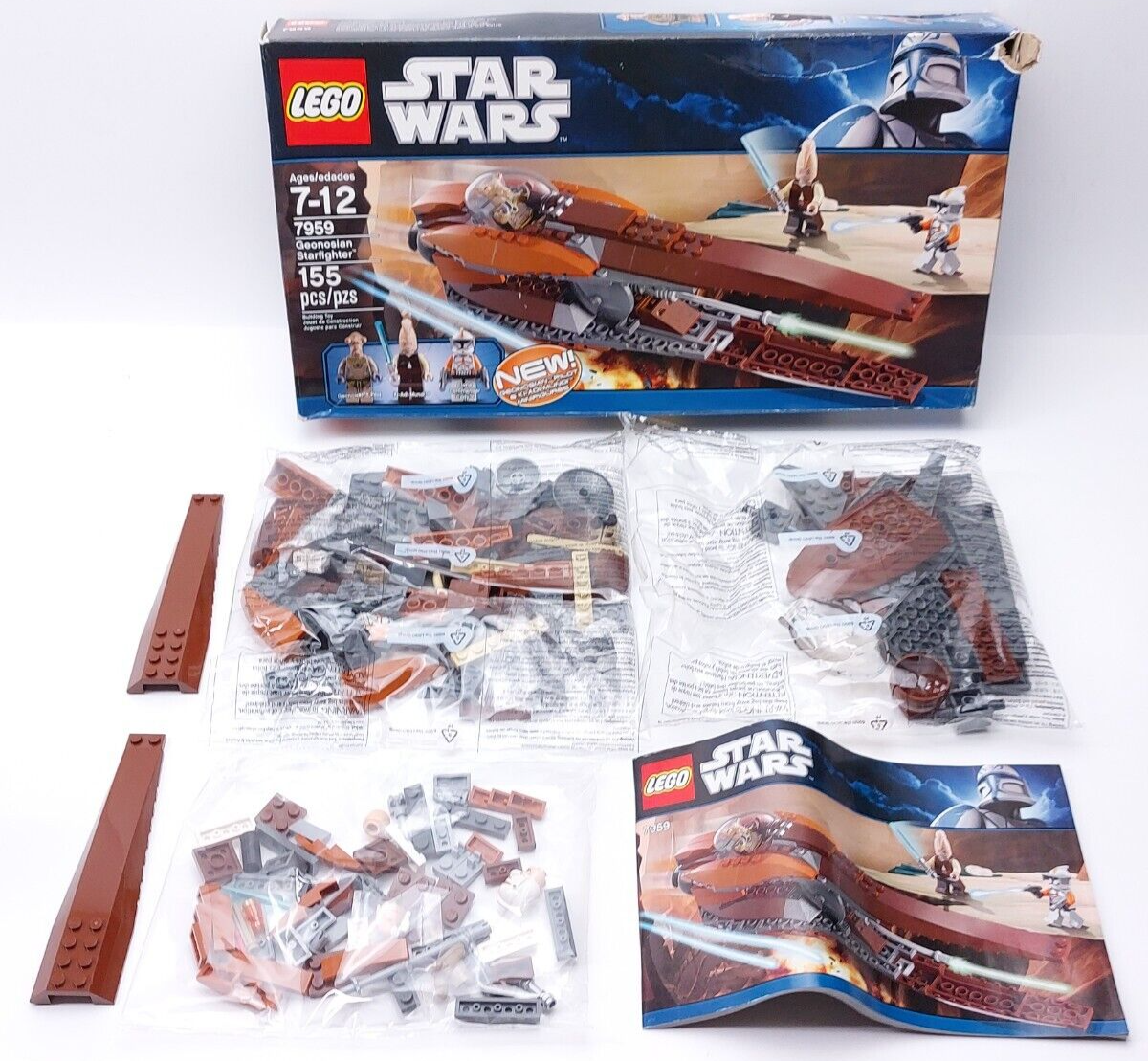 Lego Star Wars 7959 Geonosian Starfighter Cody Phase 1 Ki Adi New Open ...