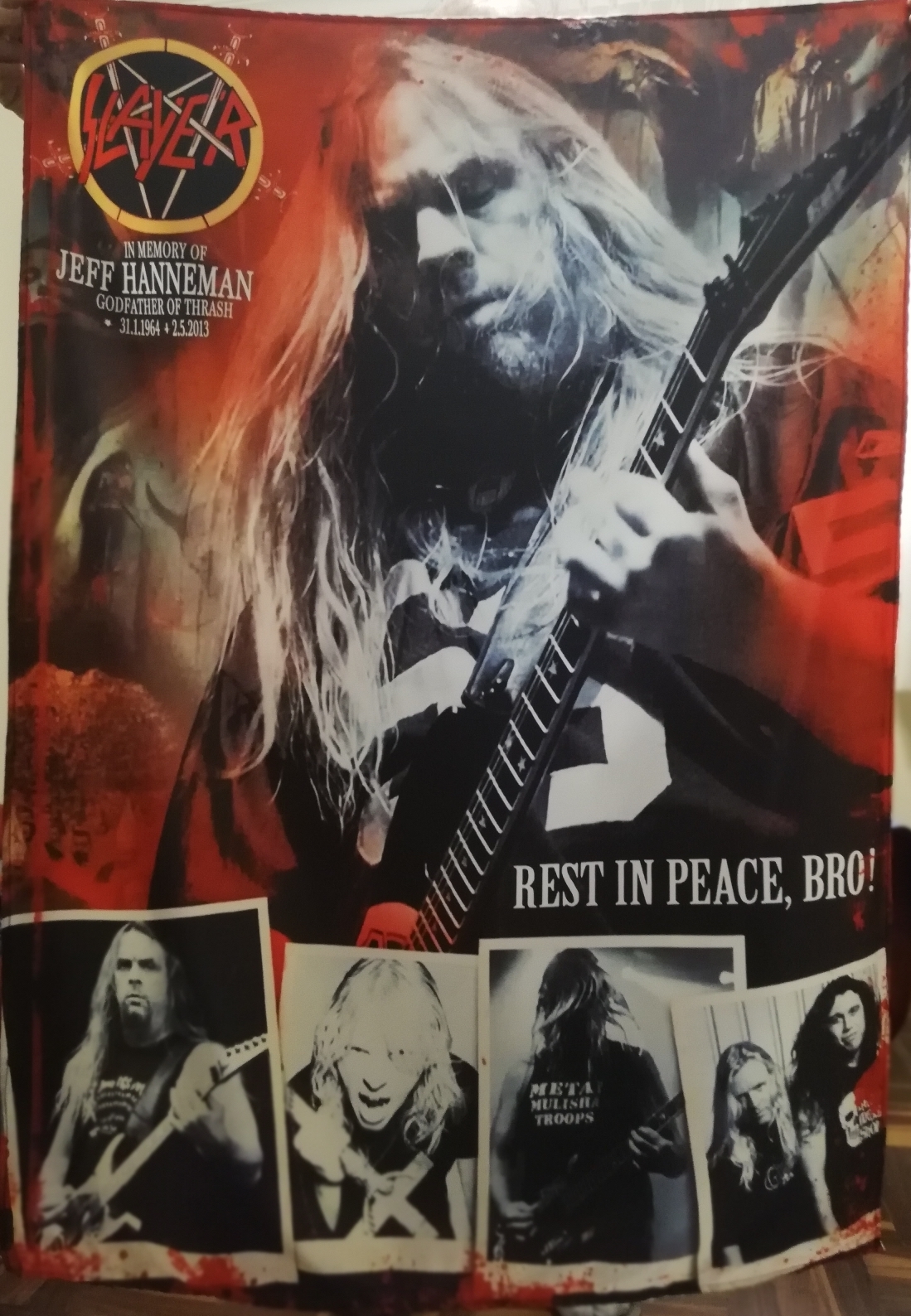 SLAYER Jeff Hanneman Tribute 1 FLAG CLOTH POSTER BANNER CD Thrash Metal ...
