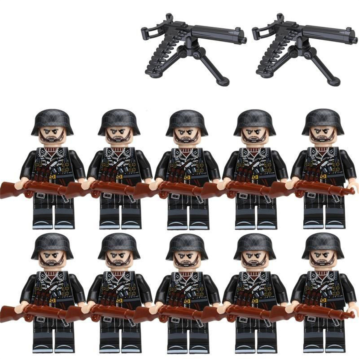 10-Pack WW1 German Soldiers Minifigure with Rifles & 2 Maxim Guns ...