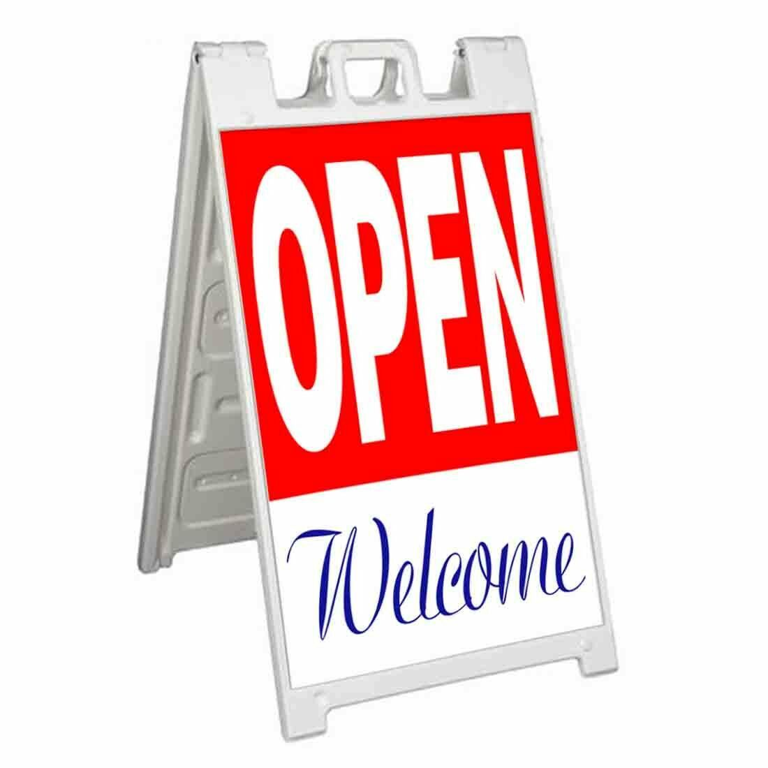 OPEN WELCOME Signicade 24x36 Aframe Sidewalk Sign Banner Decal ...