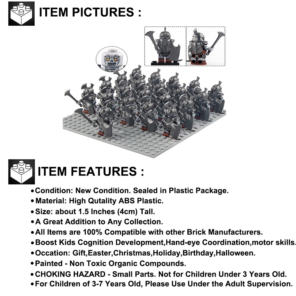LOTR Mount Gundabad Orcs Heavy Swords Infantry Army Set D 21 Minifigures - Building Toys & Blocks