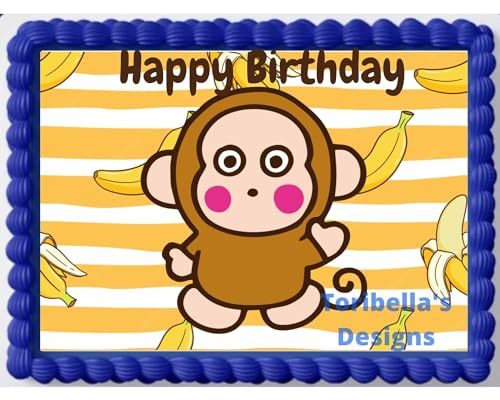 Kawaii Monkey Edible Cake Topper Frosting Sheet Icing Paper Cake ...