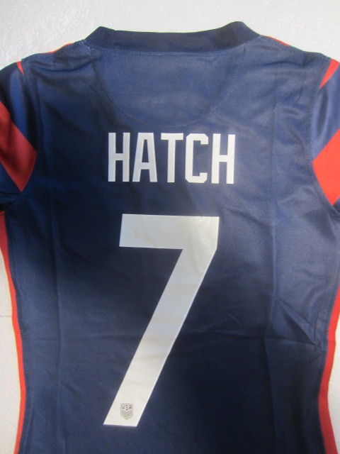 Ashley Hatch #7 USA USWNT 4 Star Blue & Red Away Womens Soccer Jersey ...